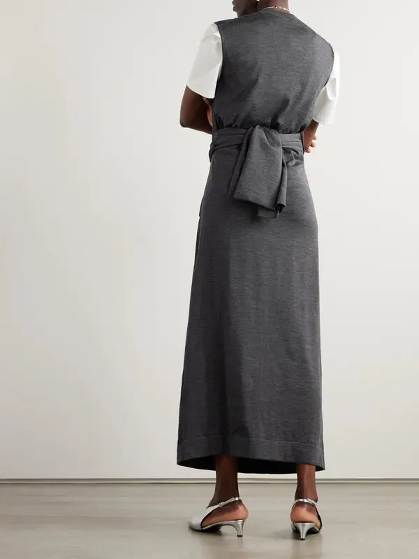 JIL SANDER Merino Wool Maxi Dress With Draped Panelling