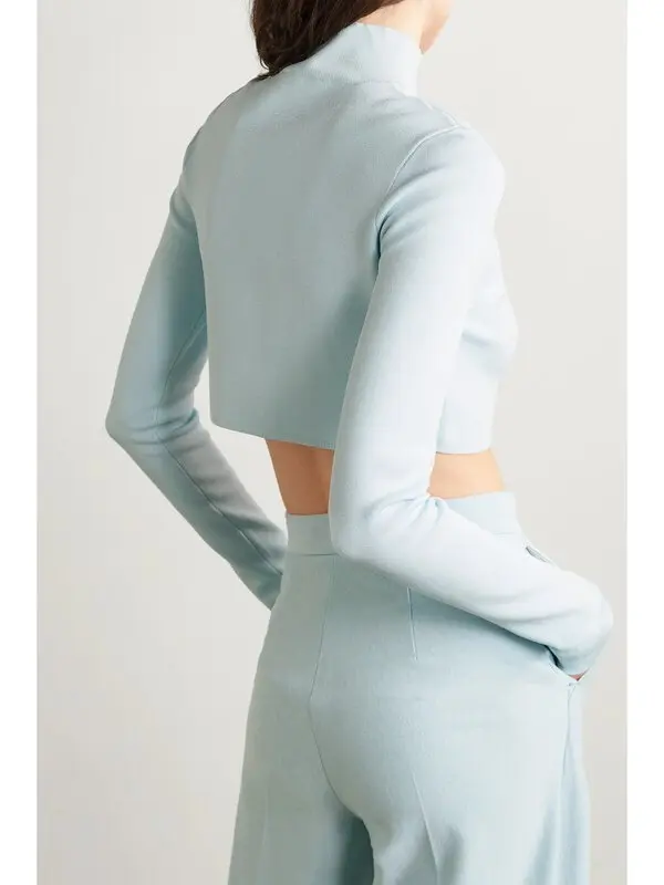 Lapointe Cropped Stretch-knit High Neck Top