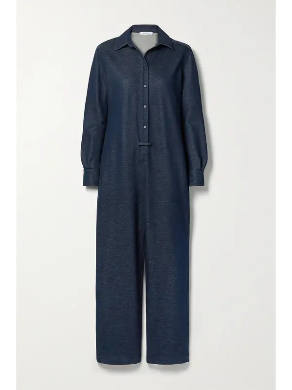 Max Mara Oggetti Cotton-blend Chambray Jumpsuit - Blue