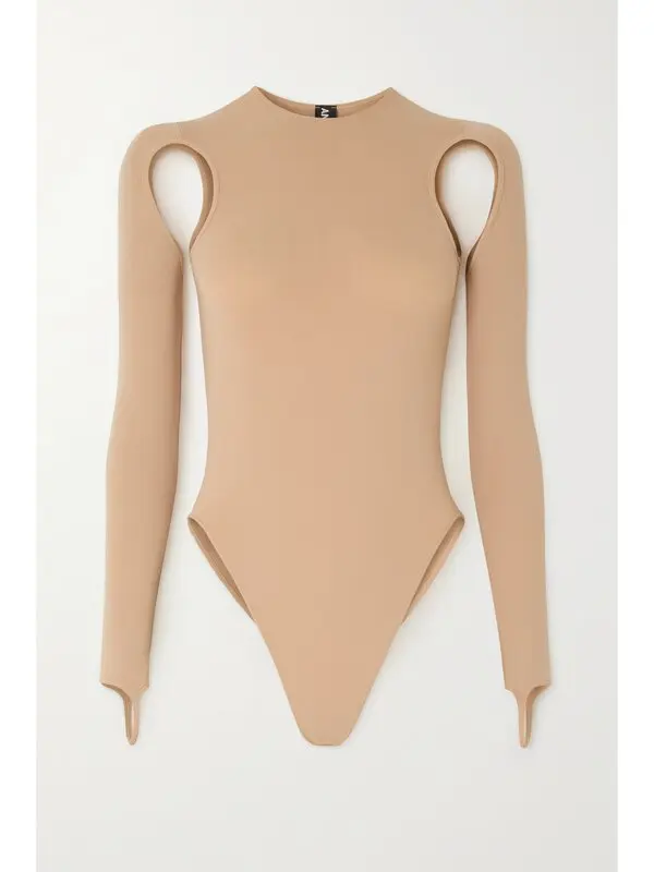 ANDREĀDAMO Cutout Stretch-jersey Bodysuit - Neutrals