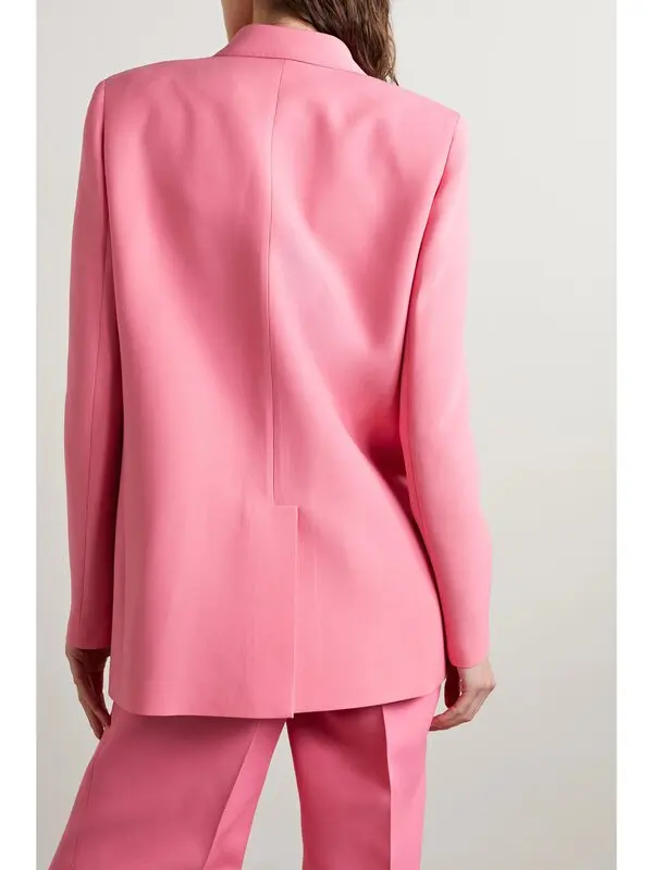 Lafayette 148 New York Trinity Double-breasted Wool And Silk-blend Crepe Blazer