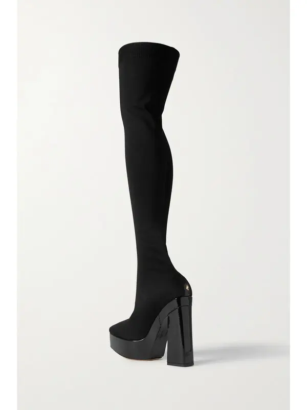 JIMMY CHOO Giome Over-the-knee Stretch-knit Platform Block Heel Boots