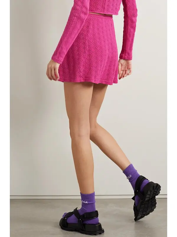 AGR Pointelle-knit Cotton Mini Wrap Skirt