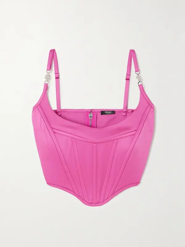 Versace Embellished Satin Bustier Top - Pink