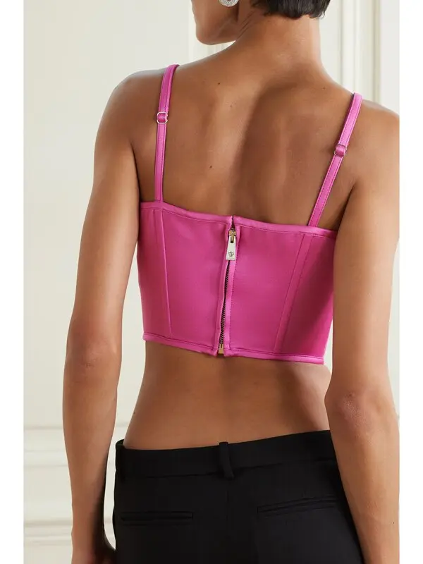 Versace Embellished Satin Bustier Top - Pink