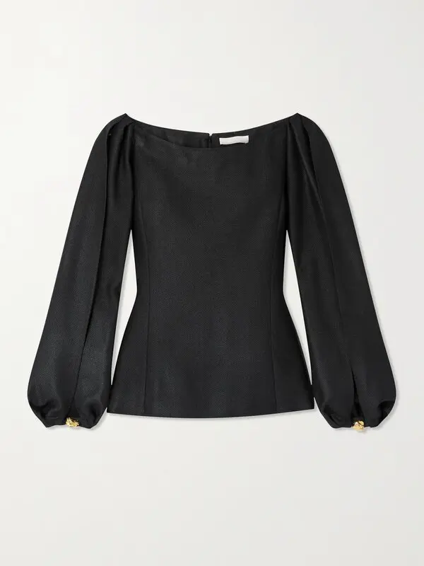 Chloé Off-the-shoulder Silk And Wool-blend Top - Black