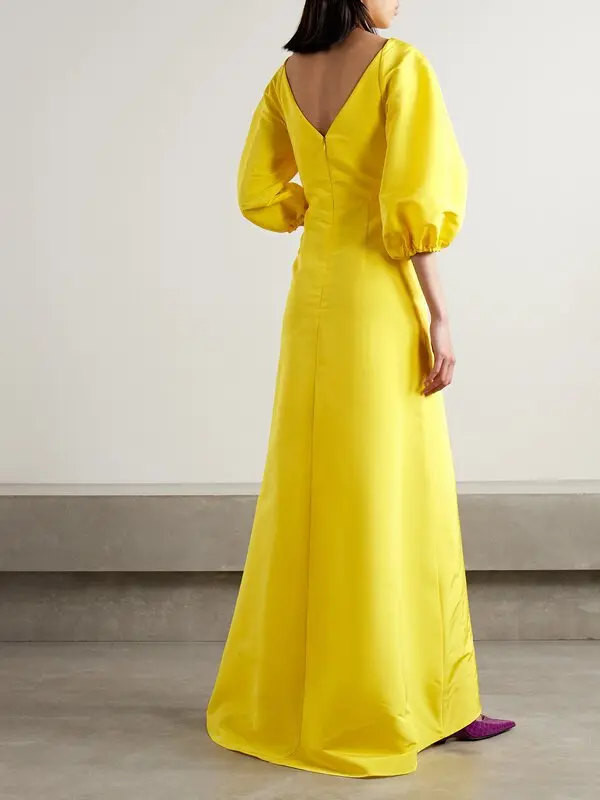 Carolina Herrera Wrap-effect Draped Silk-faille Gown
