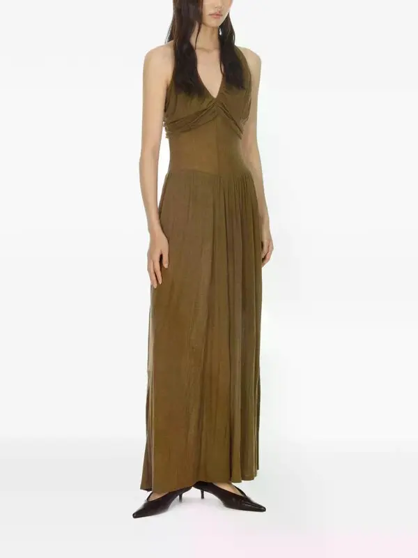 OUDE WAAG V-neck Gathered Detail Maxi Dress