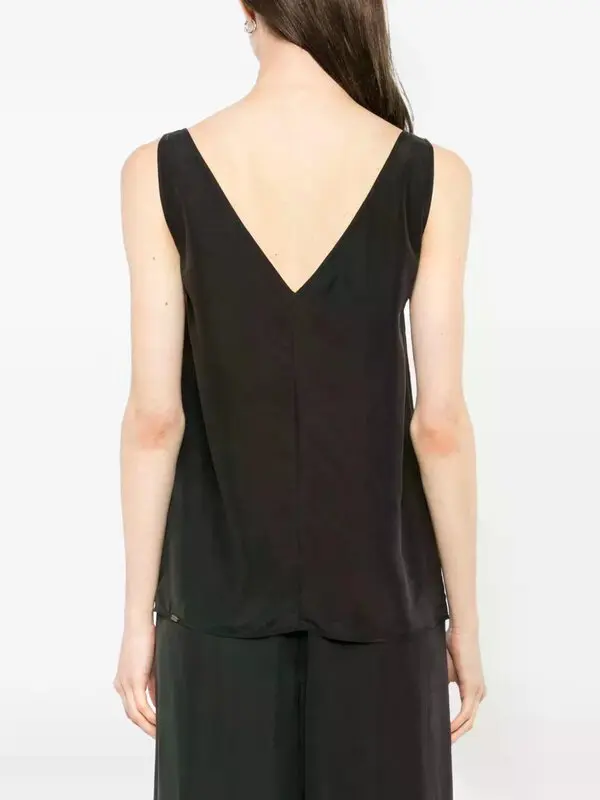 YEAREAST V-neck Sleeveless Top With Rear Logo Patch - Black