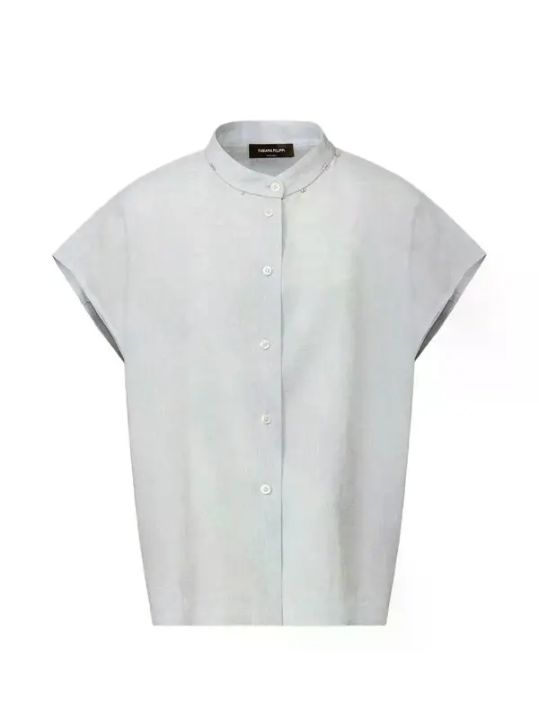 Fabiana Filippi Collarless Embellished Trim Shirt