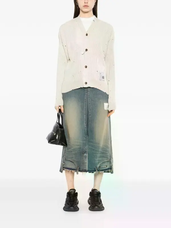 Mihara Yasuhiro Asymmetric Distressed Cardigan