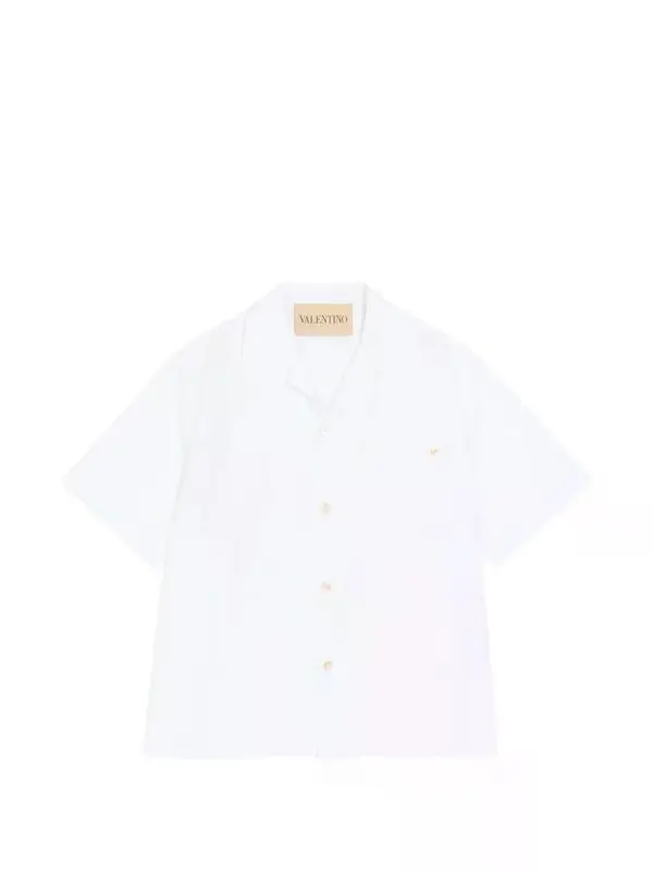 Valentino Garavani Bowling Shirt In Cotton Poplin With Vgold