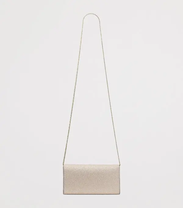 JIMMY CHOO Glitter Emmie Clutch Bag With Chain Strap