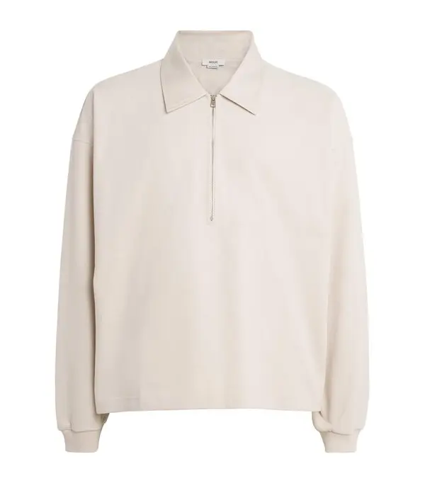 AGOLDE Cotton Darius Half-zip Polo Sweatshirt - Beige
