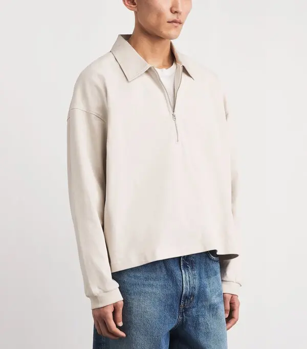 AGOLDE Cotton Darius Half-zip Polo Sweatshirt - Beige