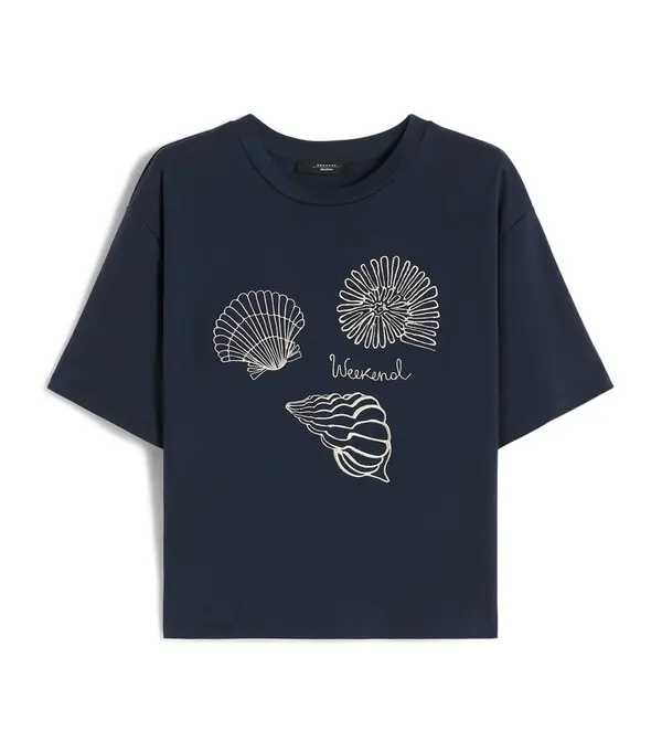 Max Mara Cotton Embroidered T-shirt - Blue