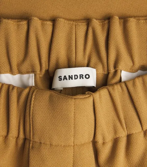 Sandro Wide-leg Pleated Trousers - Beige