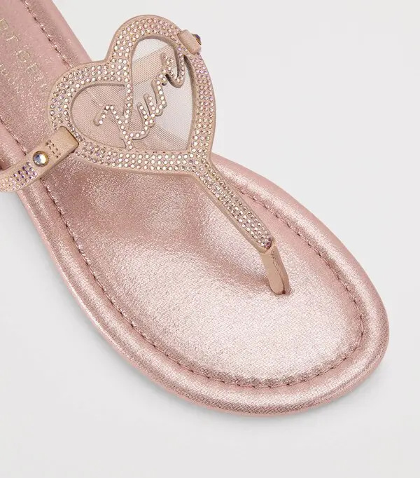 Kurt Geiger Embellished Heart T-bar Sandals - Nude