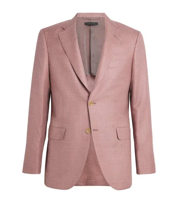 Brioni Wool-silk-linen Check Blazer
