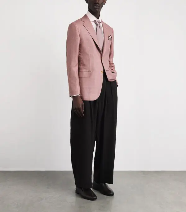 Brioni Wool-silk-linen Check Blazer