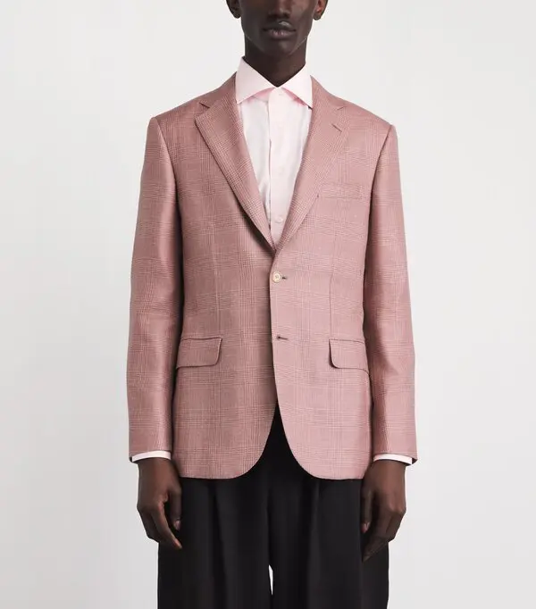 Brioni Wool-silk-linen Check Blazer