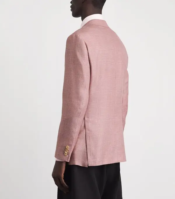 Brioni Wool-silk-linen Check Blazer
