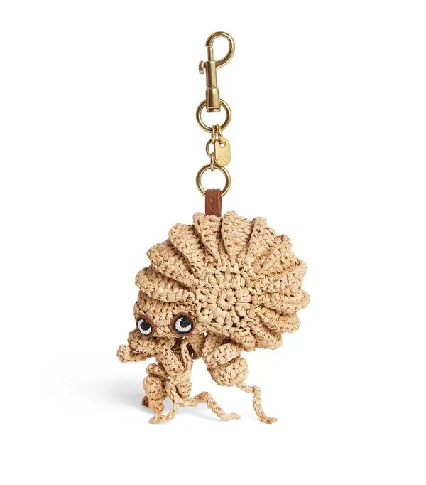 ANYA HINDMARCH Raffia Leather-trim Hermit Crab Keyring