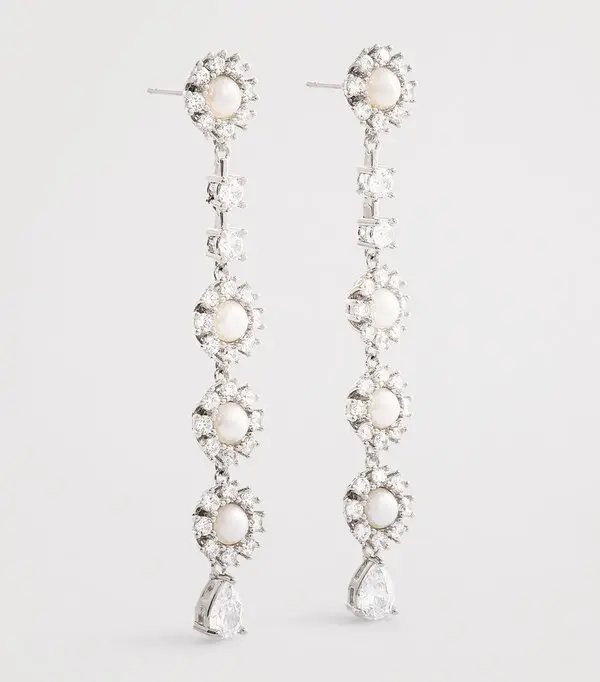 SELF-PORTRAIT Crystal Faux Pearl Drop Earrings