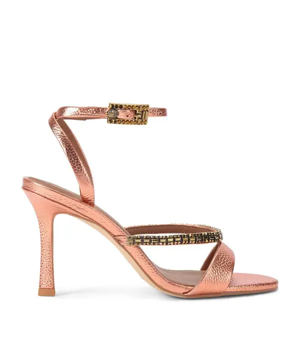 Kurt Geiger Metallic Leather Embellished Stiletto Sandals - Orange