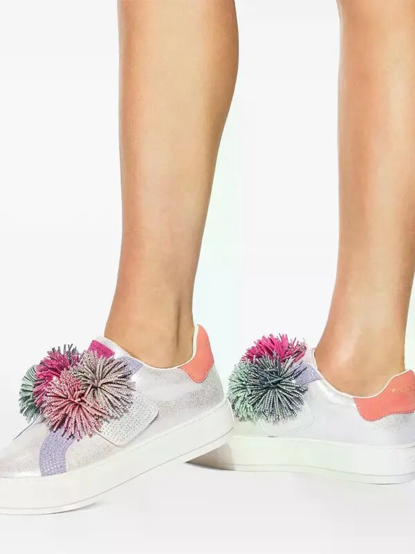 Kurt Geiger Laney Pom Pom Leather Sneakers