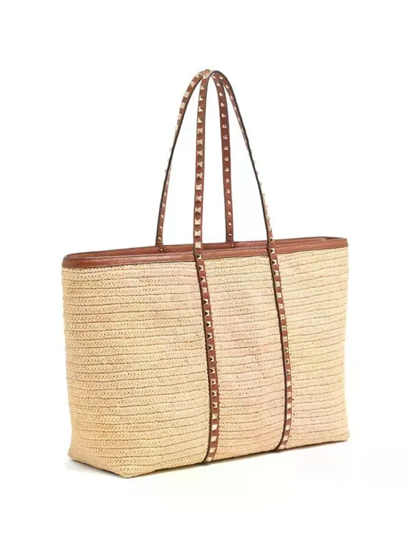 Valentino Garavani Rockstud Raffia Tote Bag