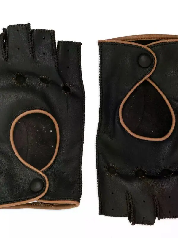 Canali Perforated Leather Fingerless Driving Gloves