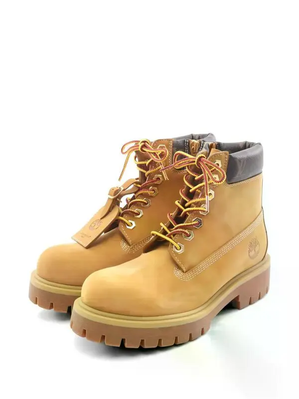 LOUIS VUITTON Monogram Canvas Detail Leather Boots
