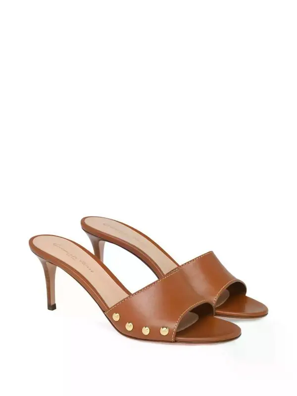 GIANVITO ROSSI Studded Stiletto Heel Mules - Brown
