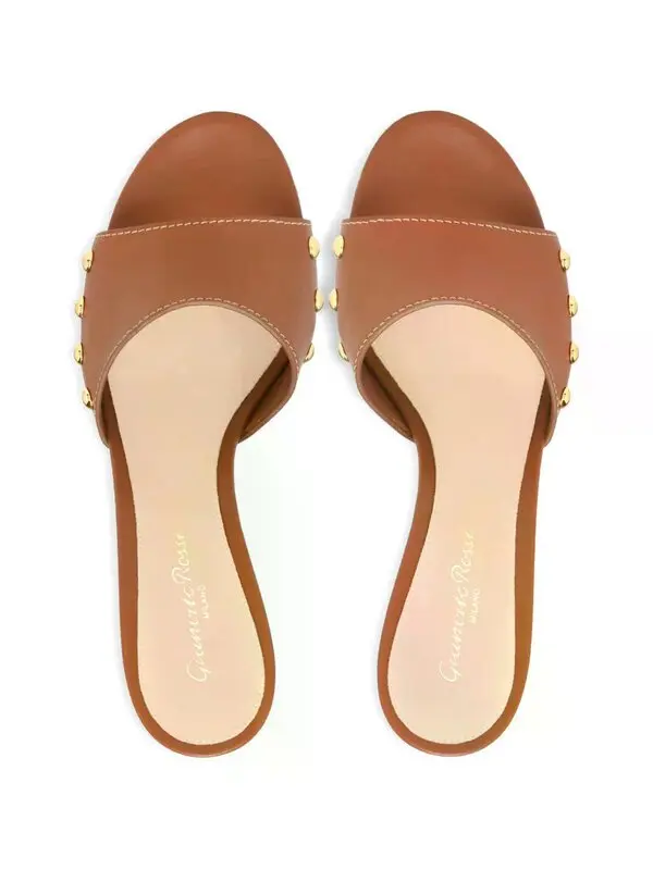 GIANVITO ROSSI Studded Stiletto Heel Mules - Brown