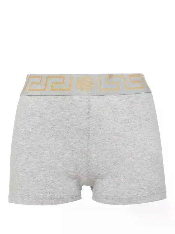 Versace Greca-waistband Cotton Boyshort - Grey