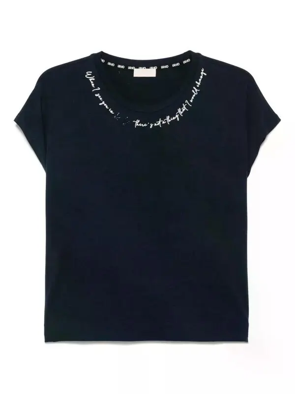 Liu Jo Logo Embellished T-shirt - Blue