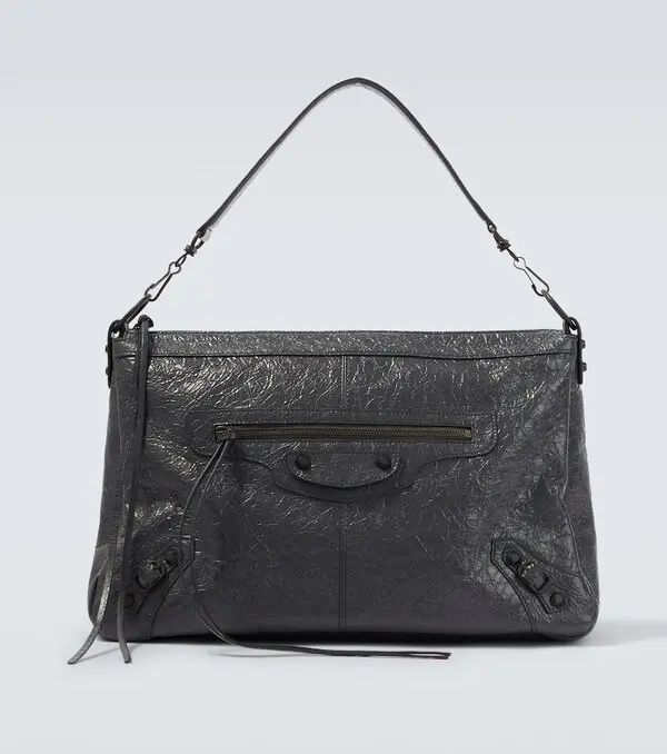 Balenciaga Le City Moto Leather Shoulder Bag - Grey