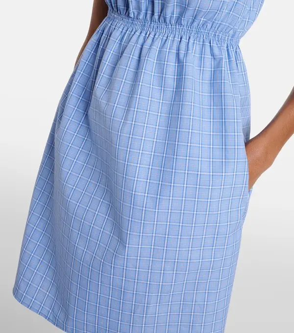 Miu Miu Checked Cotton Poplin Minidress - Blue