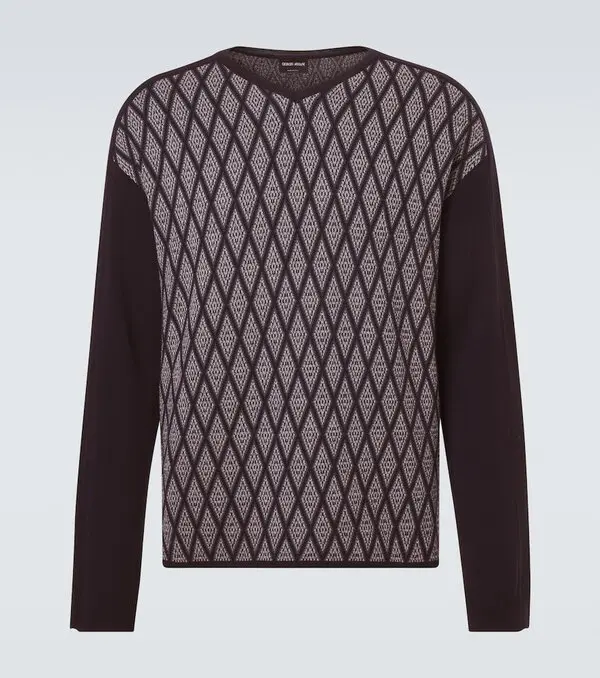 Giorgio Armani Wool & Cashmere Jacquard Sweater - Blue