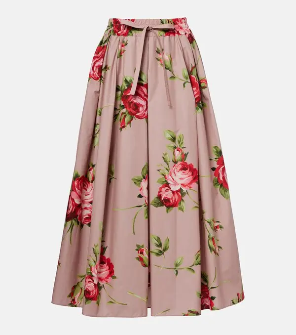Dolce & Gabbana Floral Cotton Midi Skirt - Pink