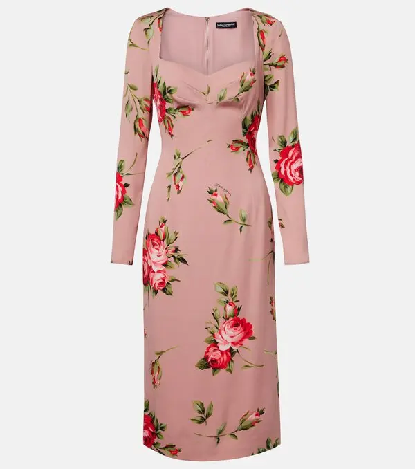 Dolce & Gabbana Floral Silk-blend Cocktail Dress - Pink