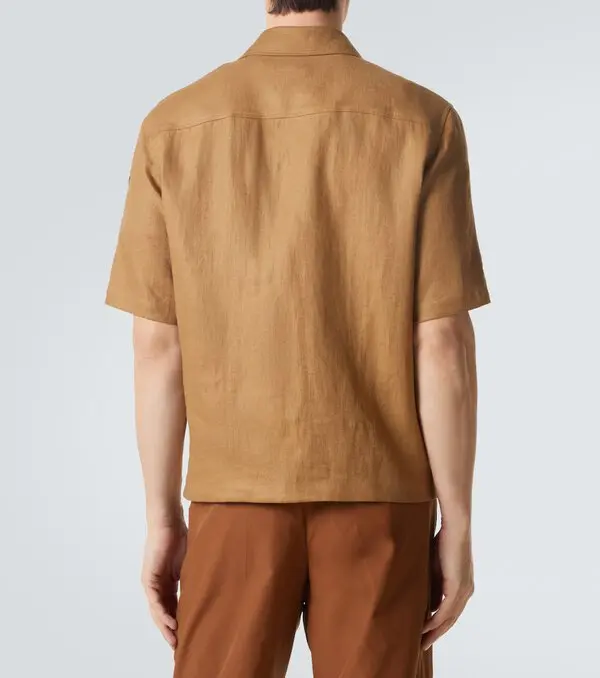 Moncler Linen Twill Zip-up Shirt