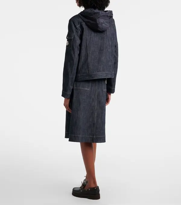 Moncler Belted Denim Midi Skirt - Blue