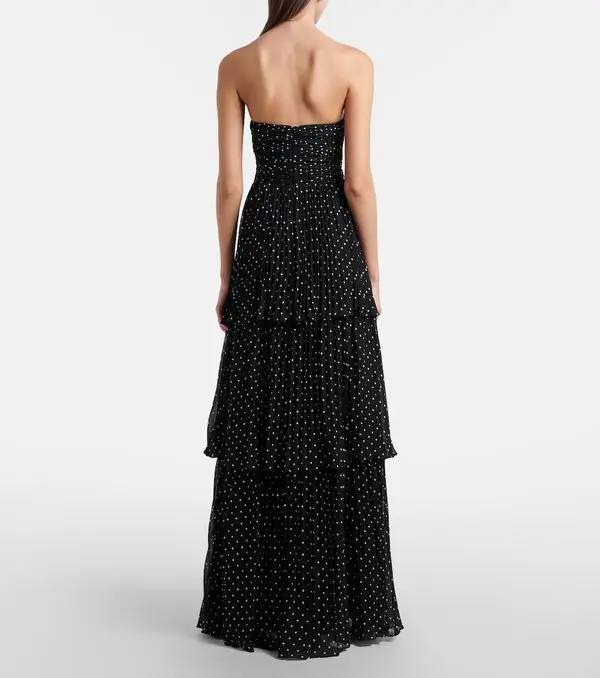 SELF-PORTRAIT Embellished Polka-dot Tiered Gown