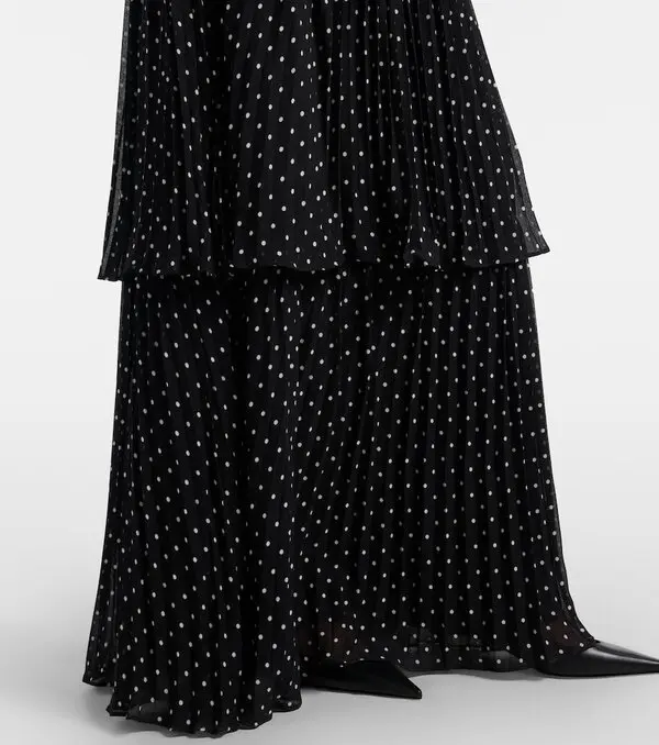 SELF-PORTRAIT Embellished Polka-dot Tiered Gown