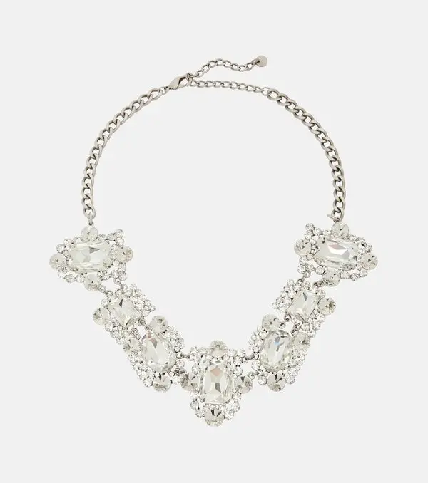 SELF-PORTRAIT Crystal-embellished Necklace - Silver