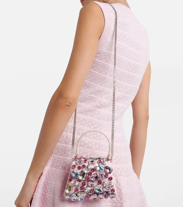 SELF-PORTRAIT Mini Embellished Top-handle Bag - Pink