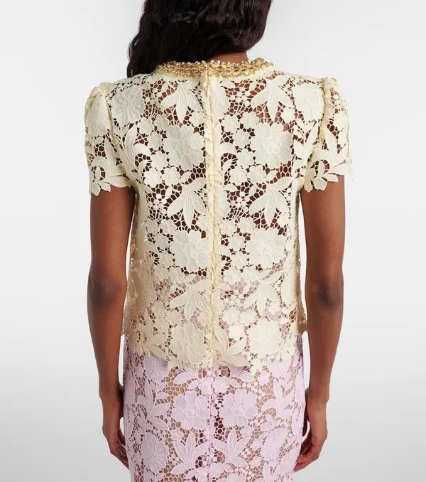 SELF-PORTRAIT Embellished Lace Top