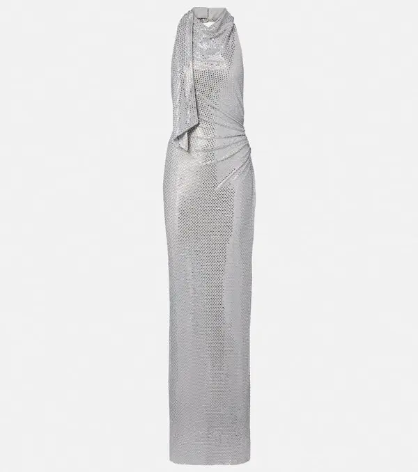 SELF-PORTRAIT Embellished Maxi Dress - Grey